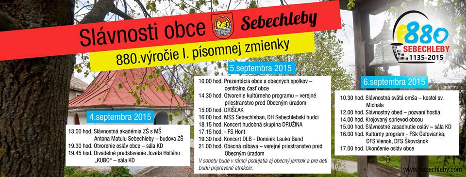 Slávnosti obce Sebechleby – 880.výročie I. písomnej zmienky | SDEŤMI.com