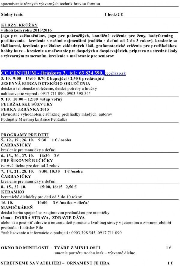 Októbrový program KZP | SDEŤMI.com