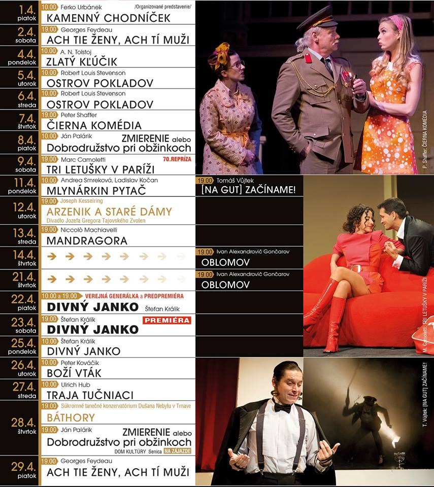 Program divadla Jána Palárika v Trnave na apríl | SDEŤMI.com