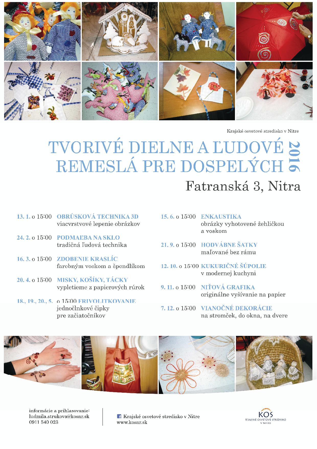 Tvorivé dielne a ľudové remeslá pre dospelých v KOS | SDEŤMI.com