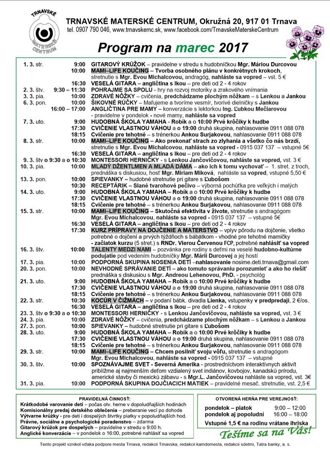 Program na marec s TMC | SDEŤMI.com
