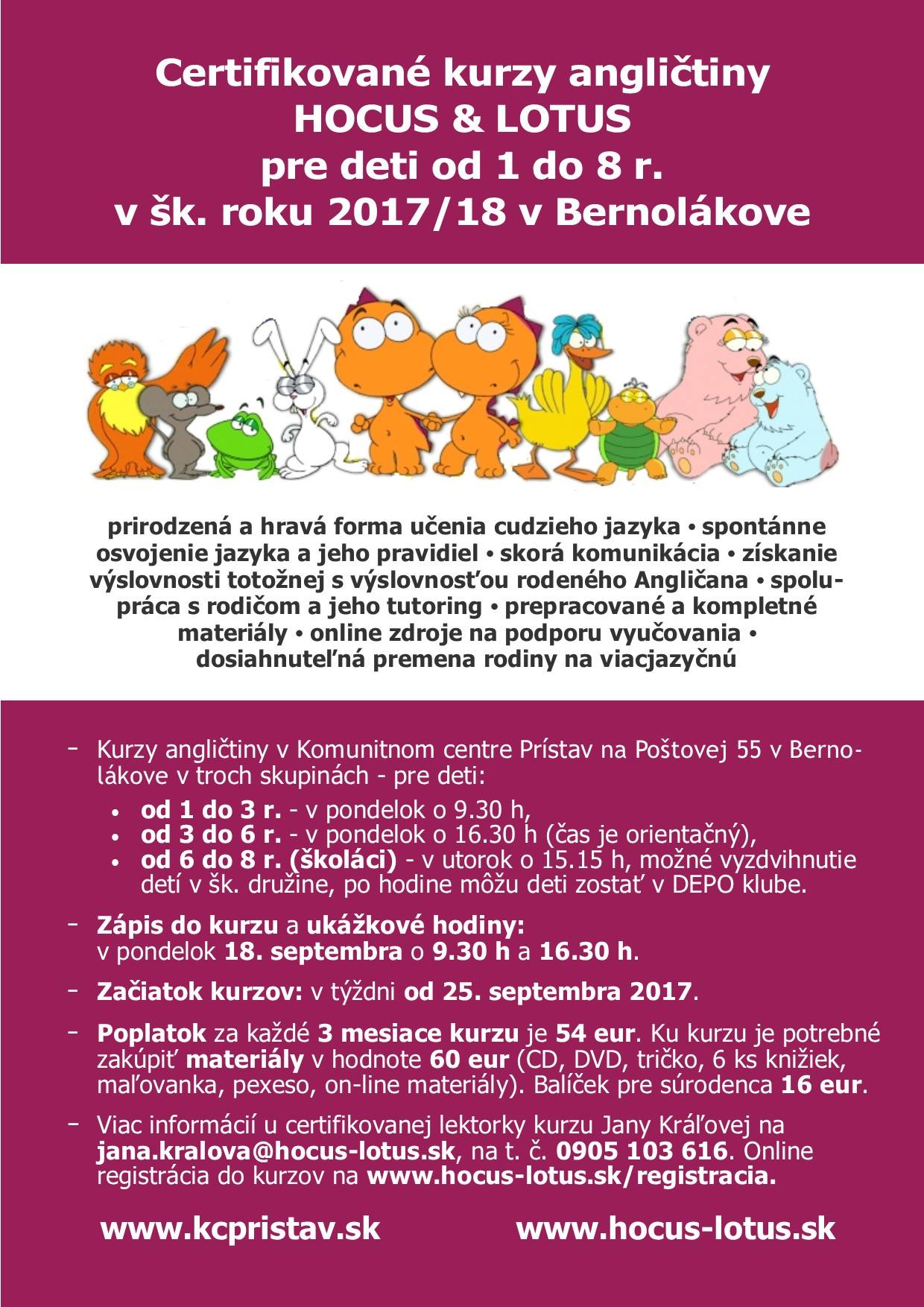 Ukážkové hodiny Kurzy angličtiny Hocus & Lotus | SDEŤMI.com