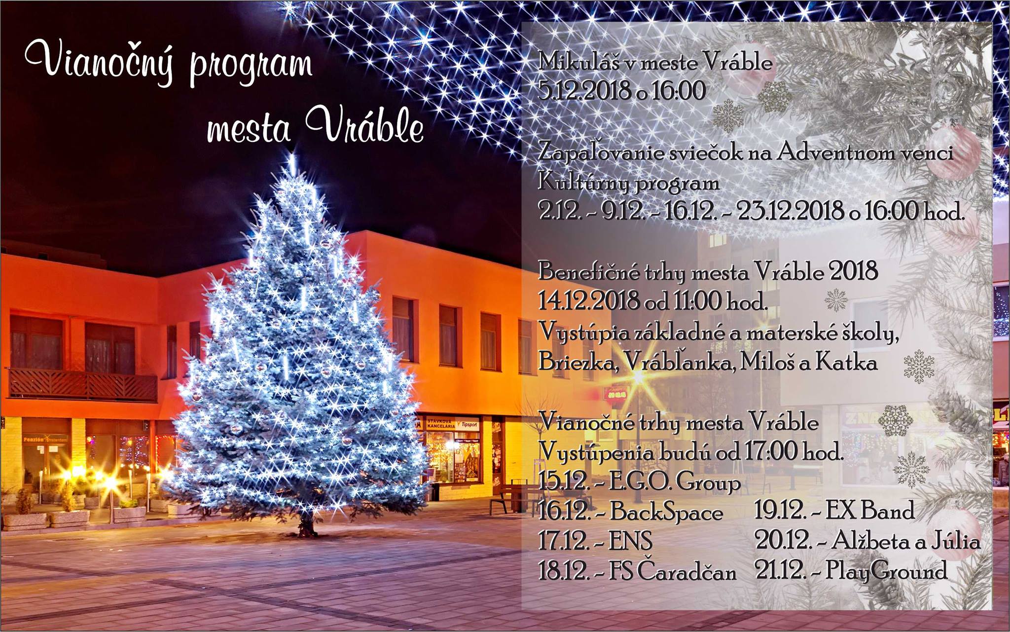Vianočný program mesta Vráble | SDEŤMI.com
