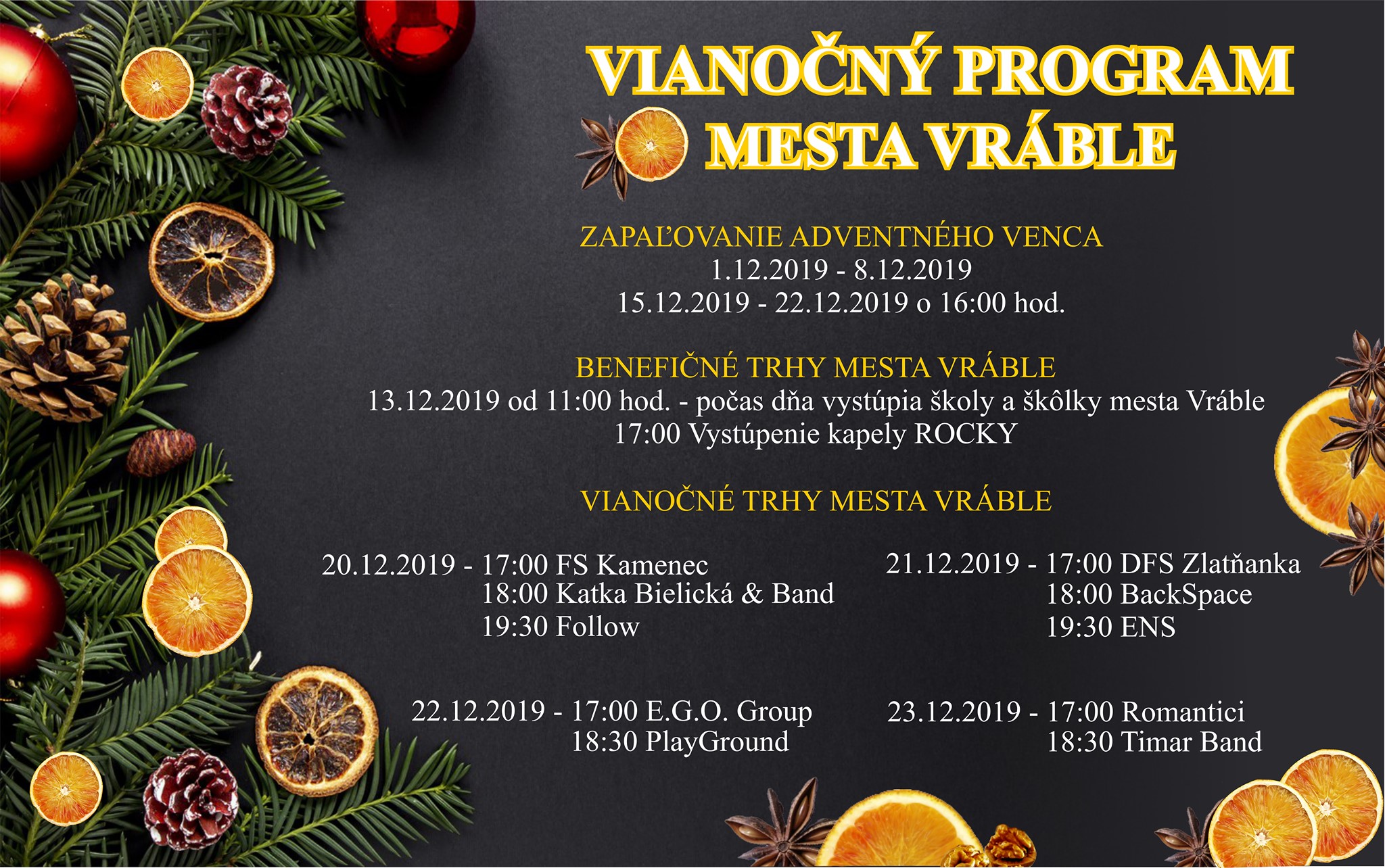 Vianočný program mesta Vráble | SDEŤMI.com