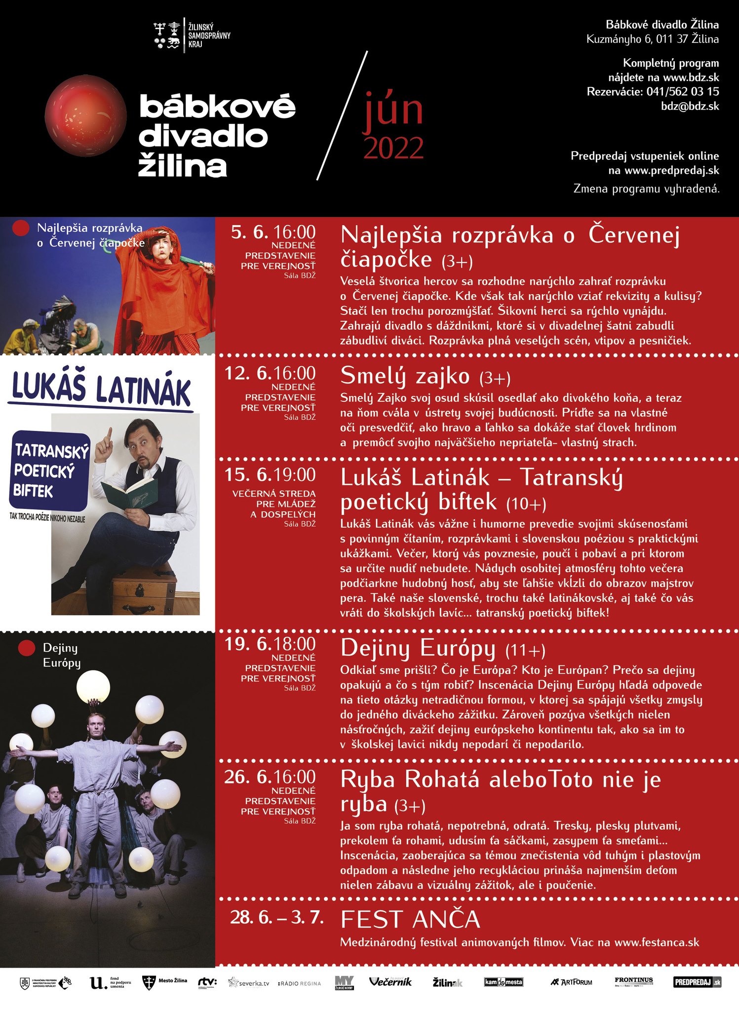 Program Bábkového divadla na mesiac jún 2022 | SDEŤMI.com