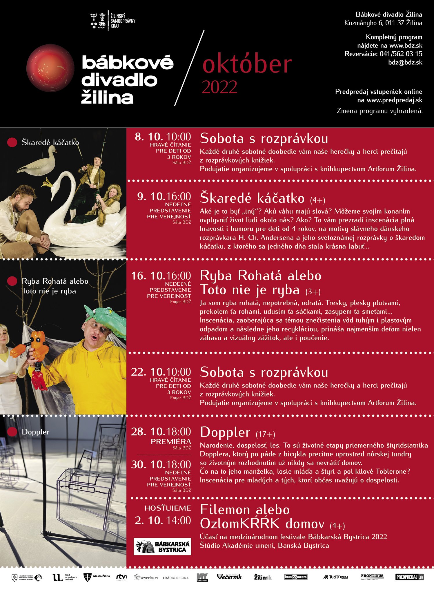Program Bábkového divadla na mesiac október 2022 | SDEŤMI.com