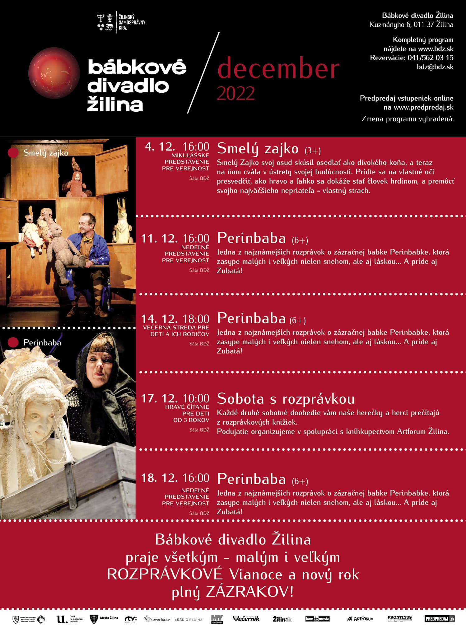 Program Bábkového divadla na mesiac december 2022 | SDEŤMI.com