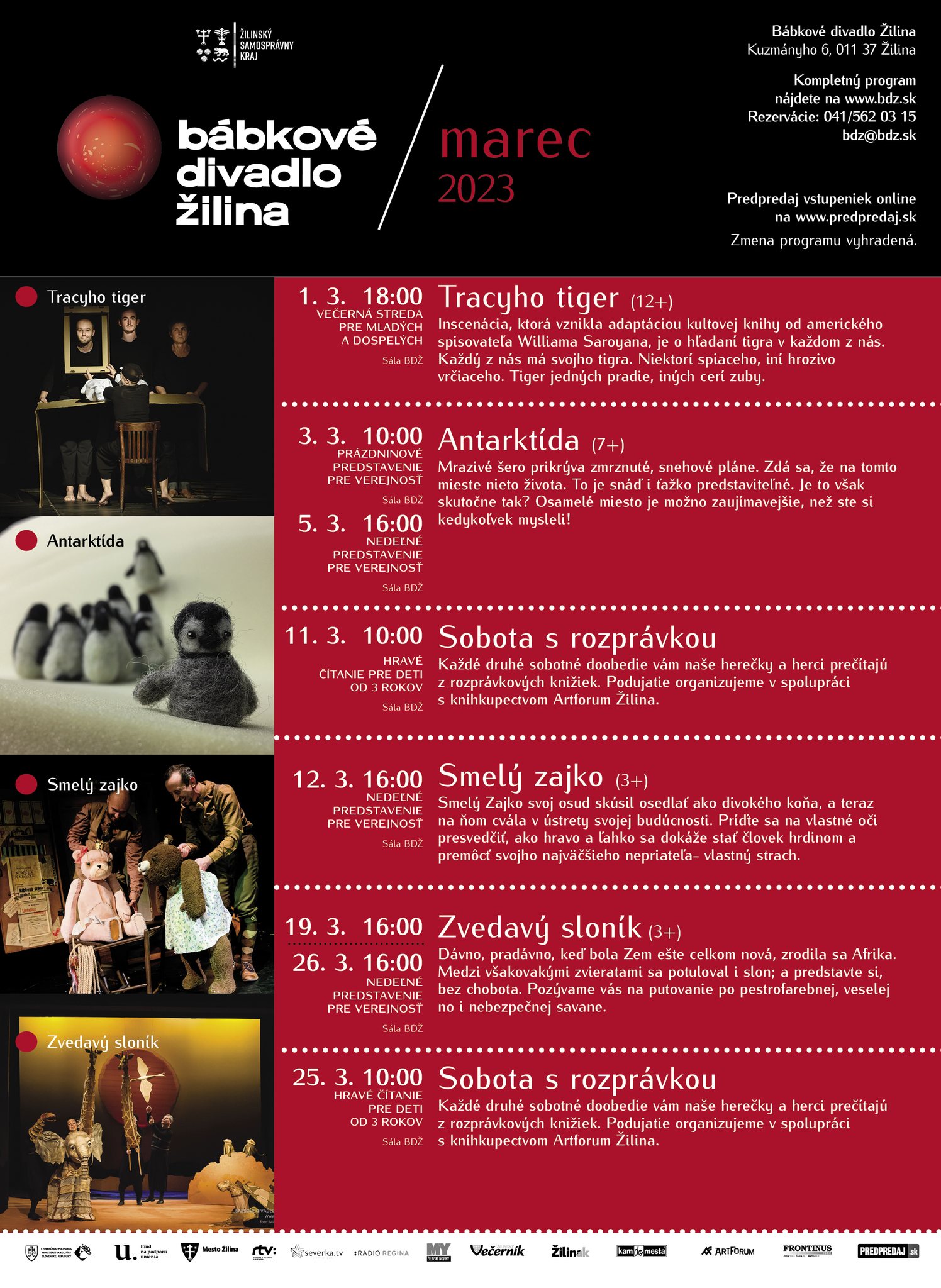 Program Bábkového divadla na mesiac marec 2023 | SDEŤMI.com