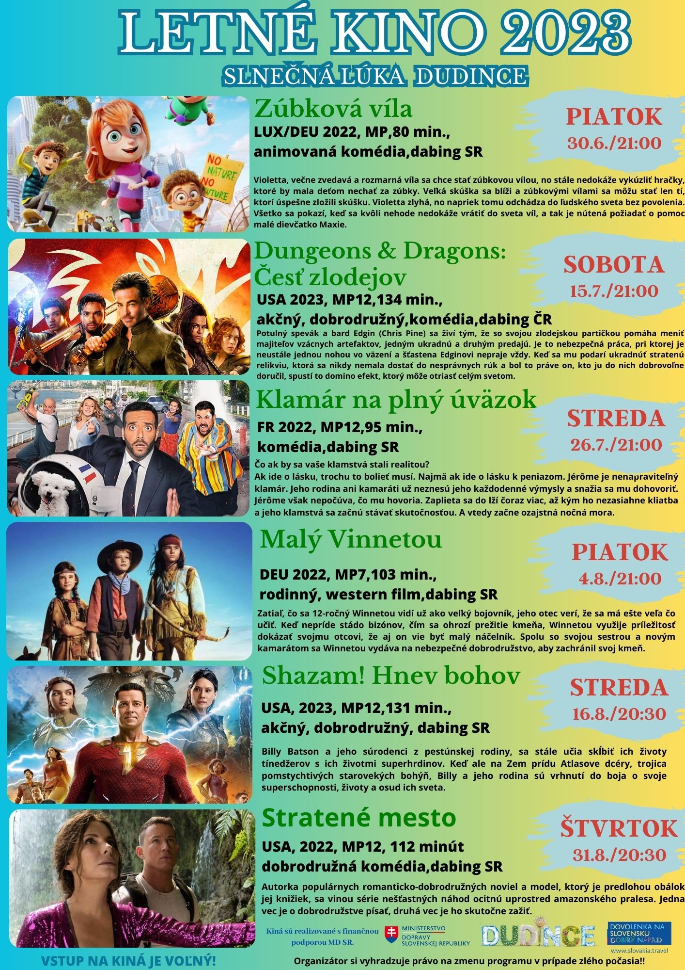 Letné kino Dudince | SDEŤMI.com