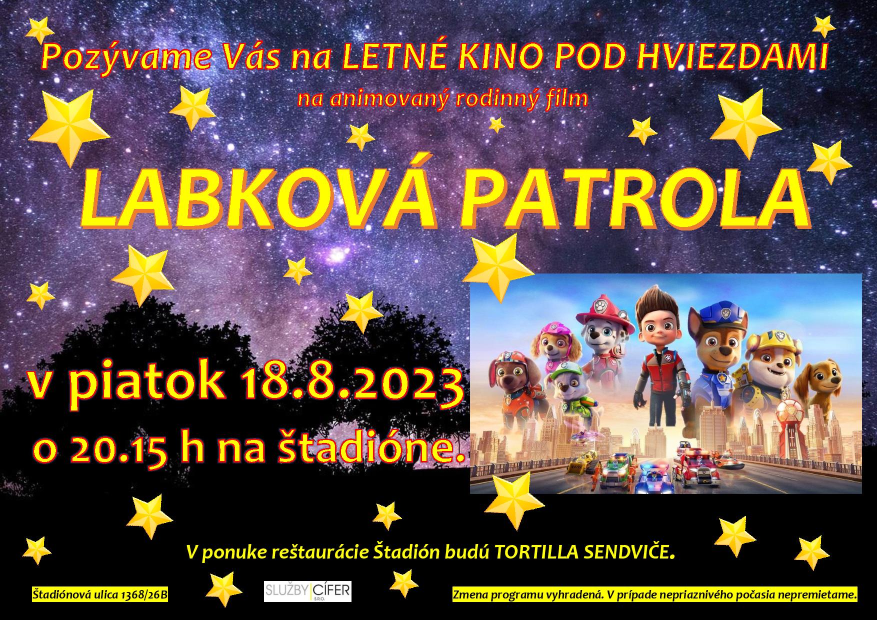 Letné kino pod hviezdami Labková patrola | SDEŤMI.com
