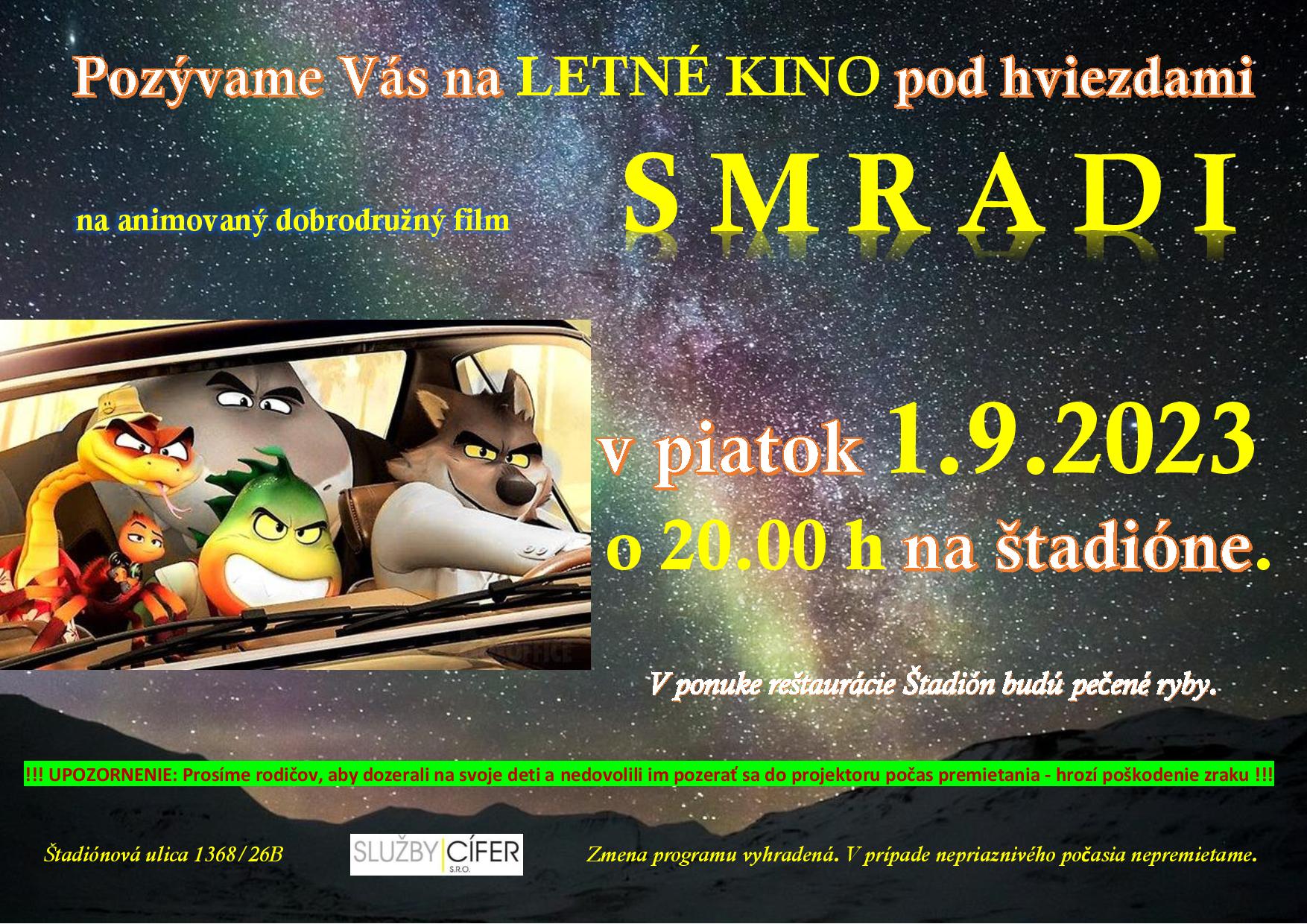 Letné kino pod hviezdami Smradi | SDEŤMI.com