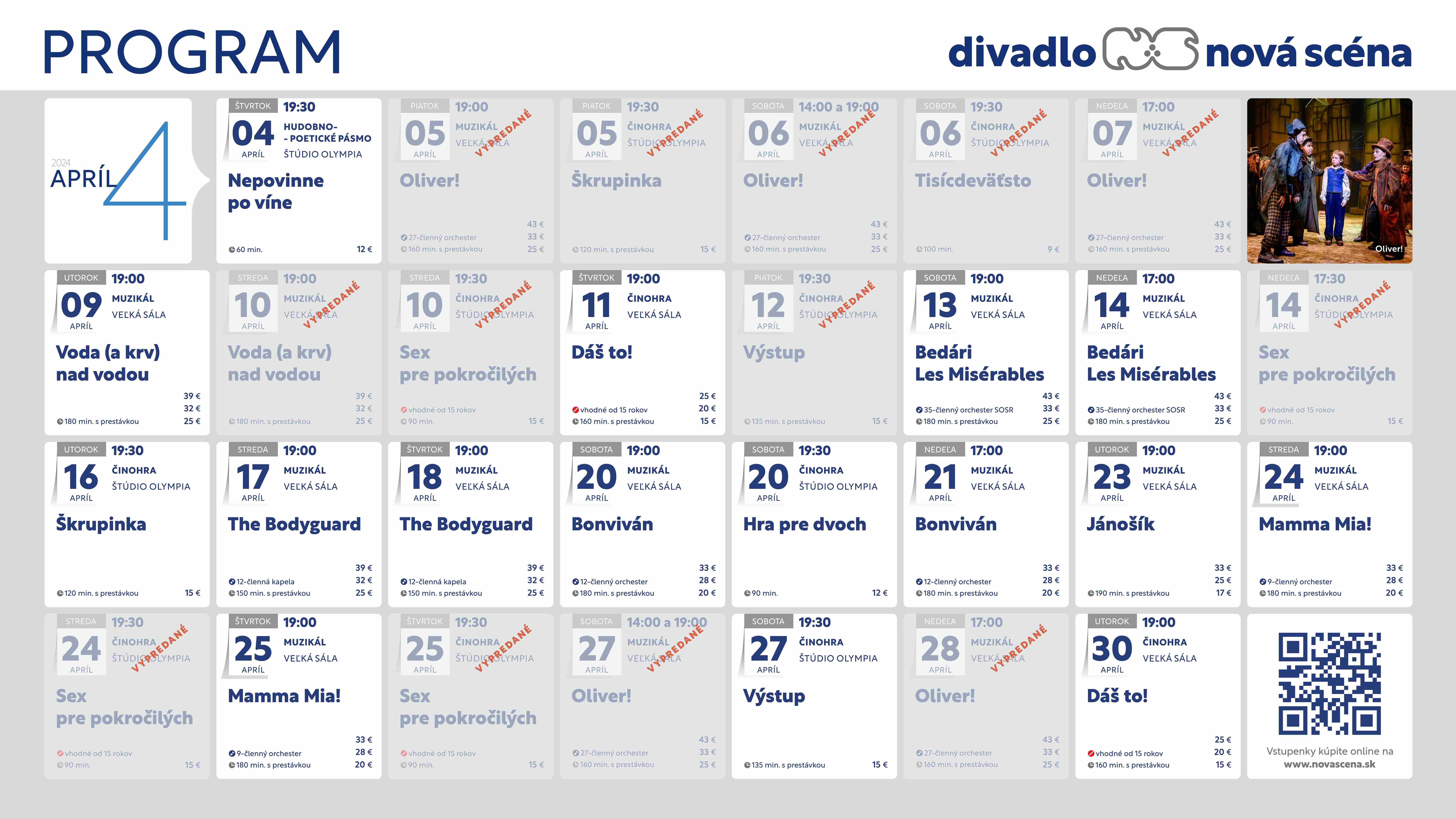 Aprílový program v Divadle Nová scéna | SDEŤMI.com