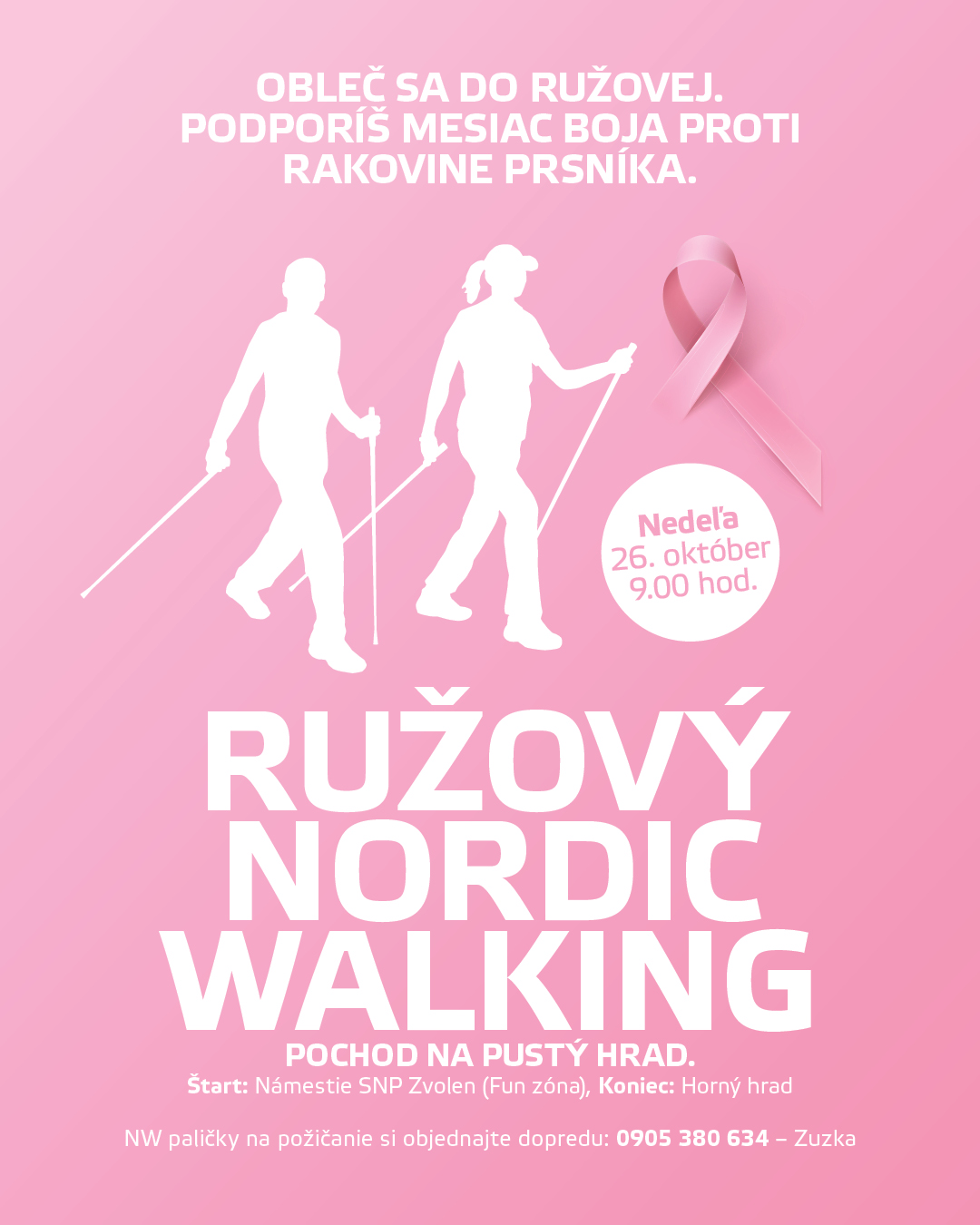 Ružový Nordic Walking pochod na Pustý hrad | SDEŤMI.com