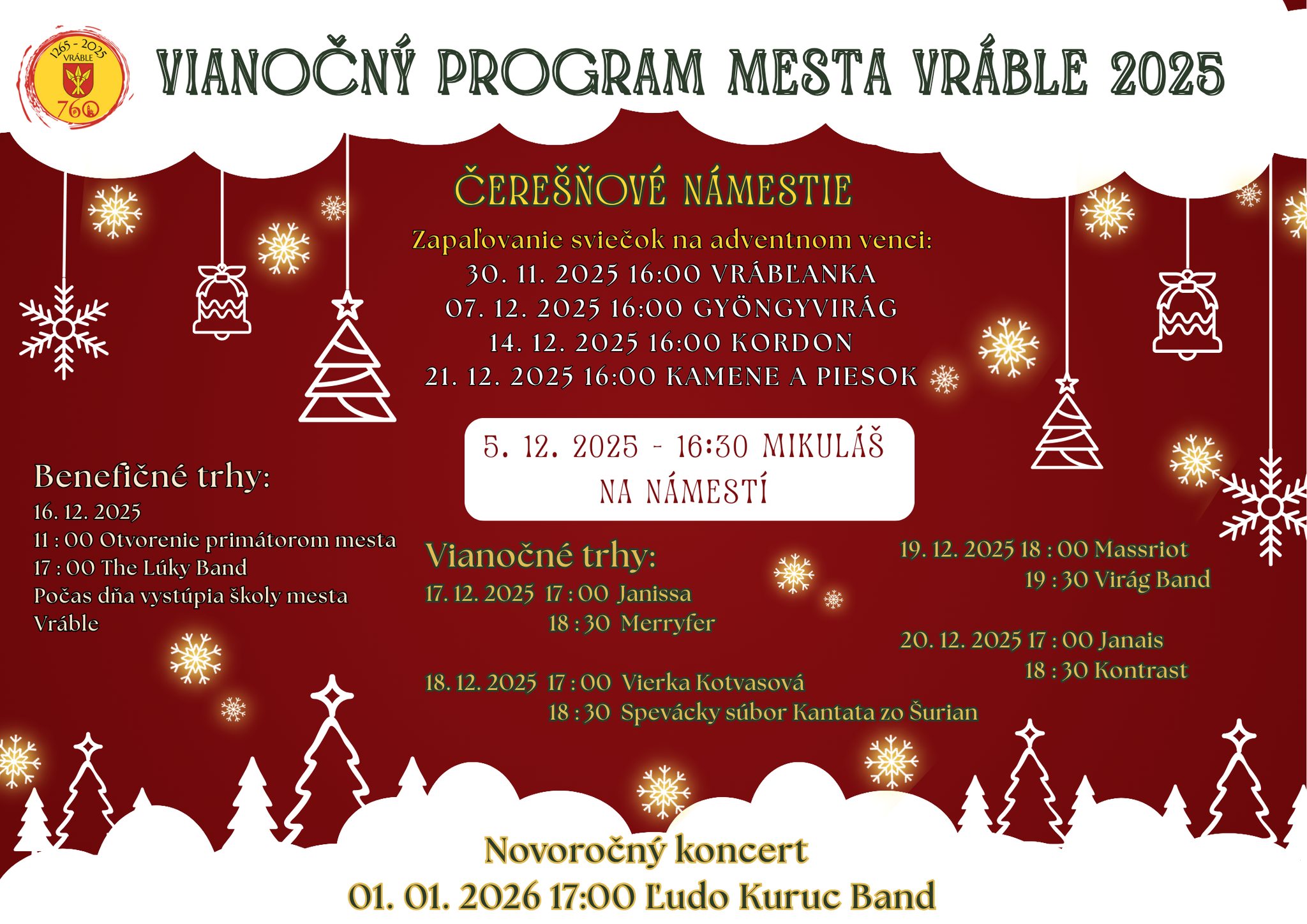 Vianočný program mesta Vráble | SDEŤMI.com